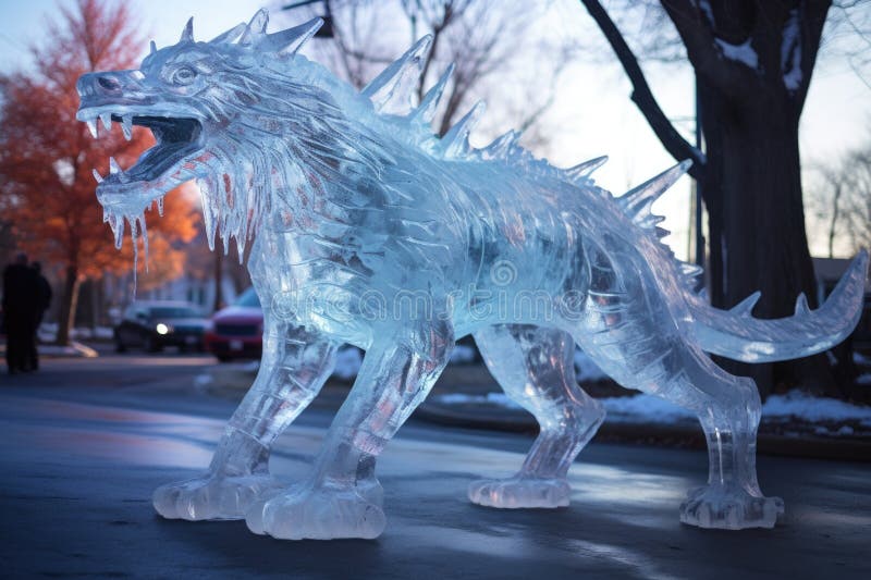 Ice Sculpture of a Mythical Creature Stock Image - Image of mythical ...