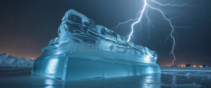 Ice Sculptures and Lightning Strikes during a Thunderstorm. Stock Image ...