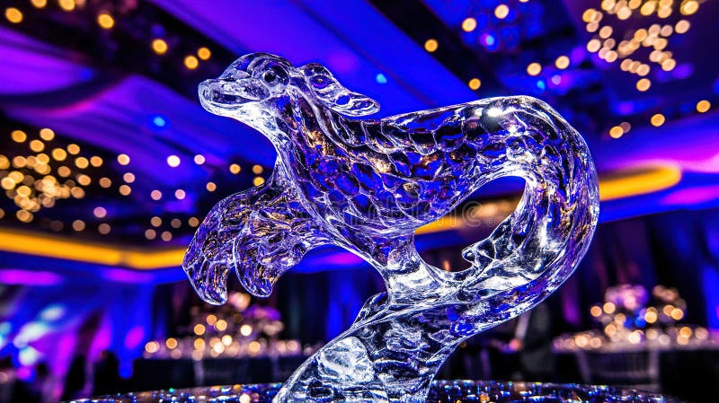 Ice Seal Sculpture Gala Event Ballroom Lighting Stock Photo - Image of ...