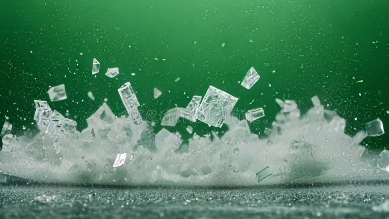 Ice Cubes Exploding on Green Screen Background Stock Footage - Video of ...