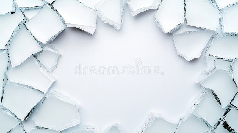 Ice Shards Forming a Rectangular Border on a White Background, Creating ...