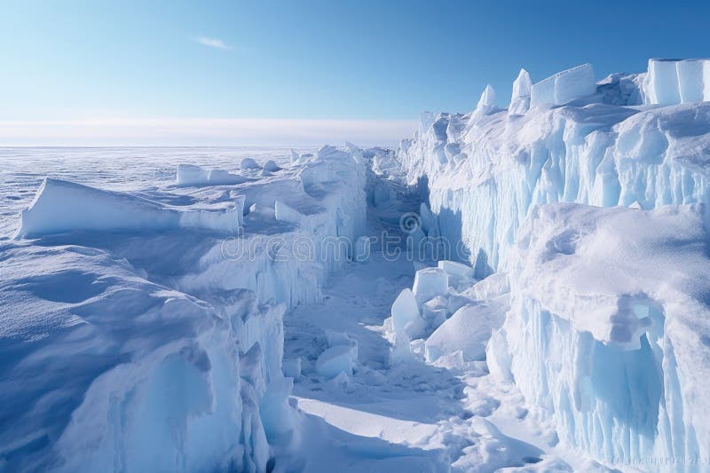 Ice Sheet Breakage Creating Ice Formations Stock Illustration ...