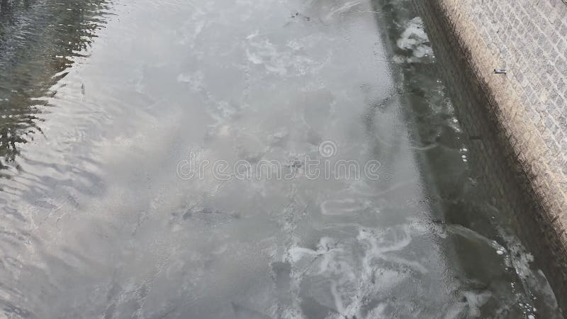 Ice Sheet Flow in the Canal Stock Video - Video of iced, brook: 430375451