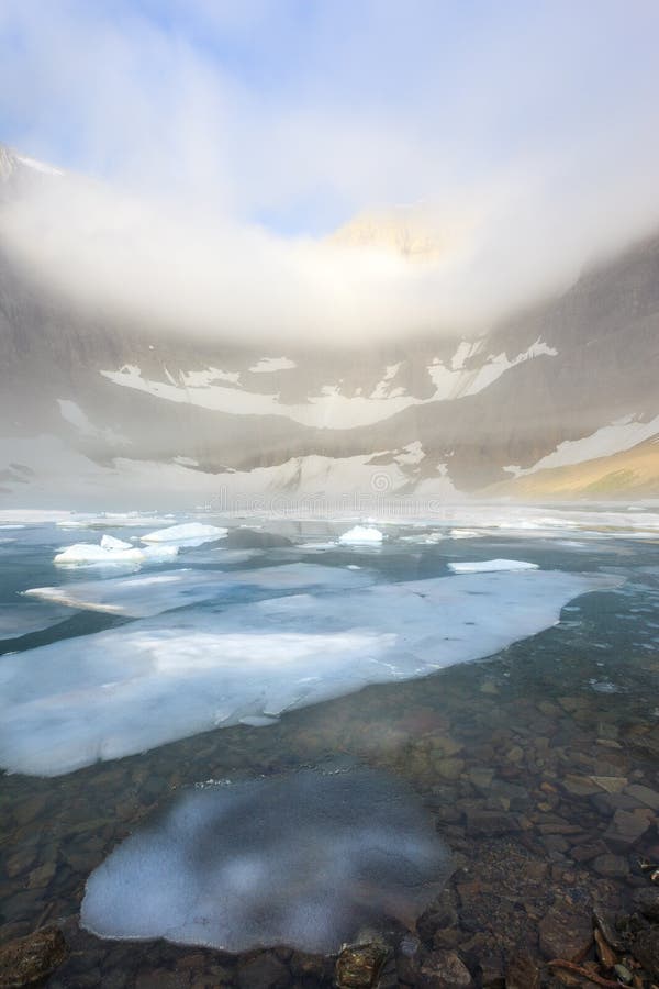 Ice Sheet in Iceberg Lake, Glacier National Park Stock Image - Image of ...