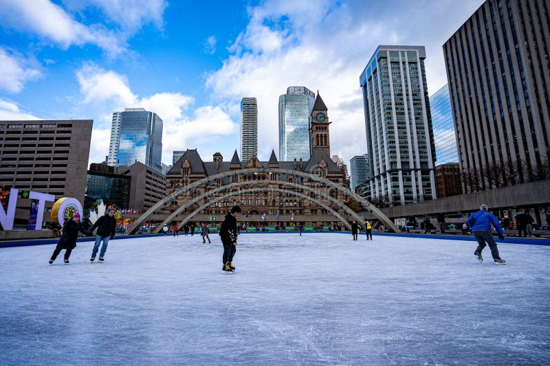 Ice Skaters in Nathan Phillips Square. Editorial Stock Photo - Image of ...
