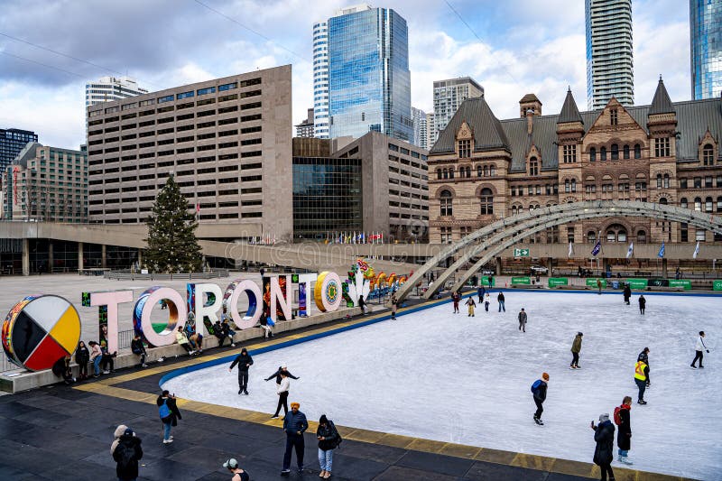 Ice Skaters in Nathan Phillips Square. Editorial Photo - Image of ...
