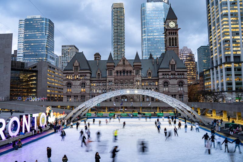 Ice Skaters in Nathan Phillips Square. Editorial Photography - Image of ...