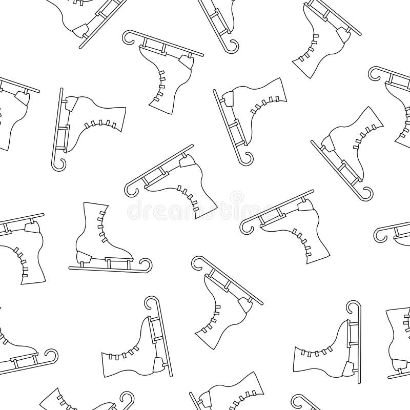 Ice Skates Seamless Patterns with Snowflakes and Snow Background ...