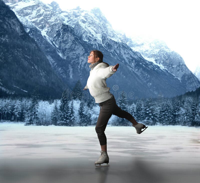 Ice skating stock photo. Image of park, girl, mountain - 7784970