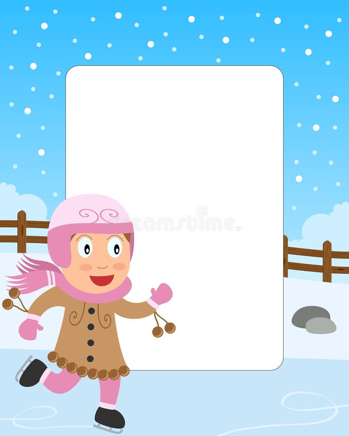 Ice Skating Girl Photo Frame Stock Vector - Illustration of leisure ...