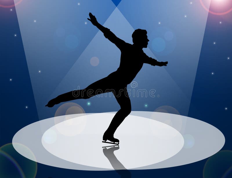 Ice Skating Man in Spotlight Stock Illustration - Illustration of ...
