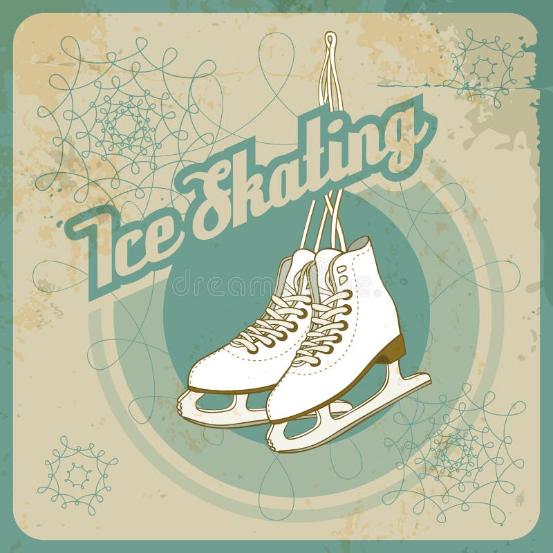 Ice skating retro card stock vector. Illustration of skates - 35673875