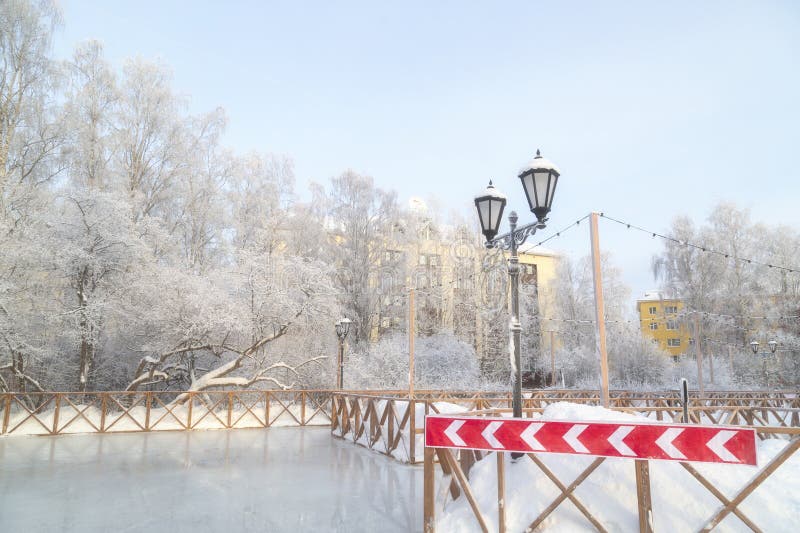 An Ice Skating Rink.the Skating Rink is Filled with Water in Severe ...