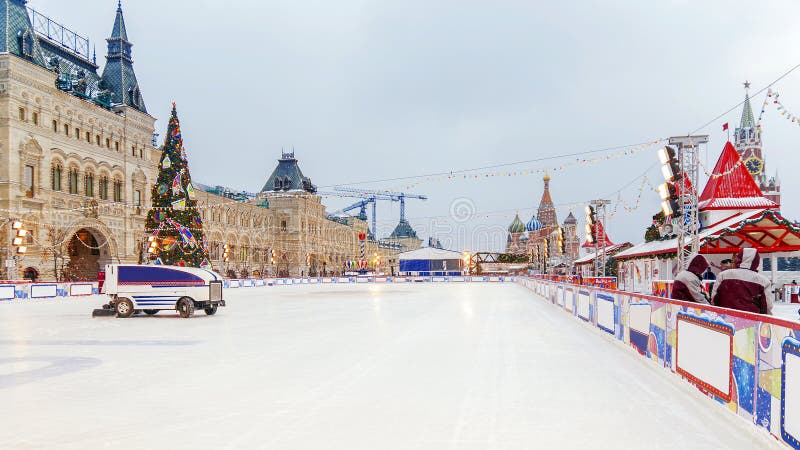 Ice Skating Rink on Red Square in Moscow Stock Photo - Image of ...