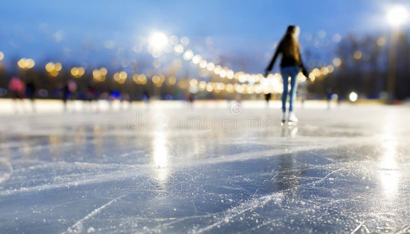 Ice Skating Rink in Winter, Blurred Background Stock Illustration ...
