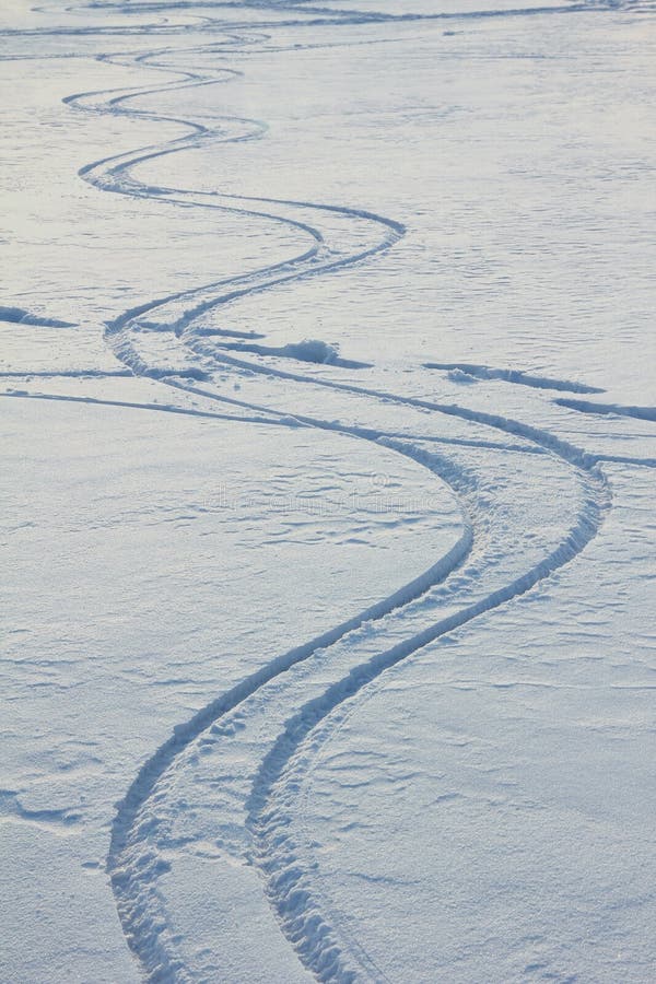 Ice Skating Track on a Snow Covered Lake Stock Photo - Image of nature ...