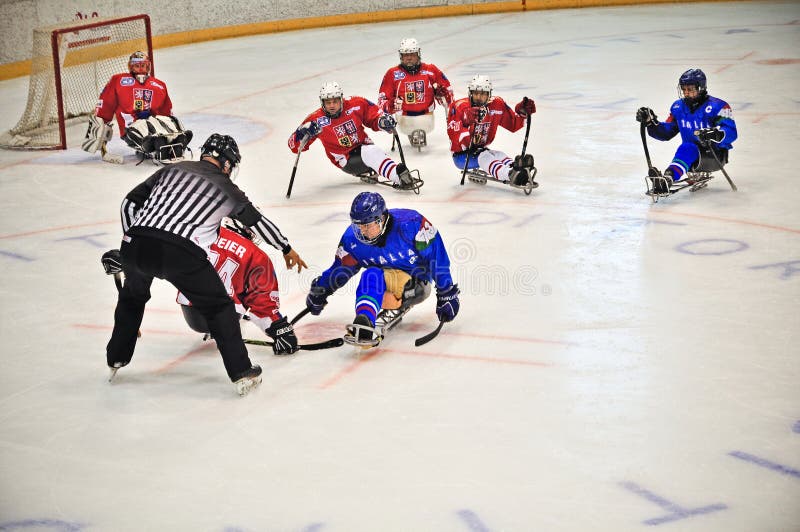 Ice Sledge Hockey editorial stock image. Image of stick - 23630844
