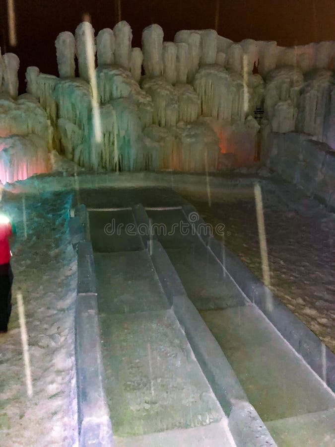 Ice Slide Inside Ice Castle in Lake Geneva, Wisconsin Stock Photo ...
