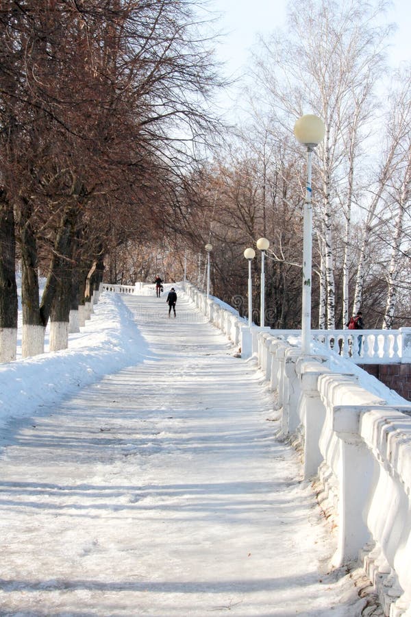 Ice Slide in the Park Alley Stock Image - Image of path, park: 88845723