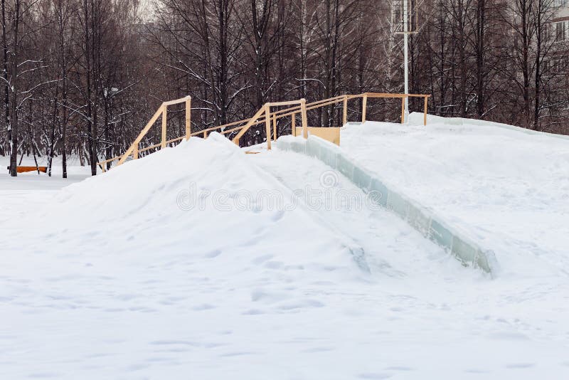 Ice Slide with Railings. Winter Fun in Russia Stock Image - Image of ...