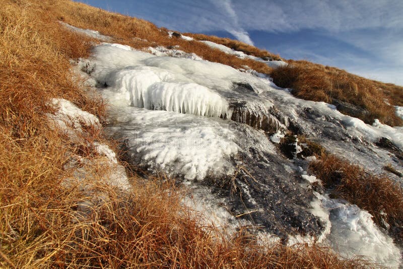 Ice on slope stock image. Image of autumn, hillside, water - 50992455