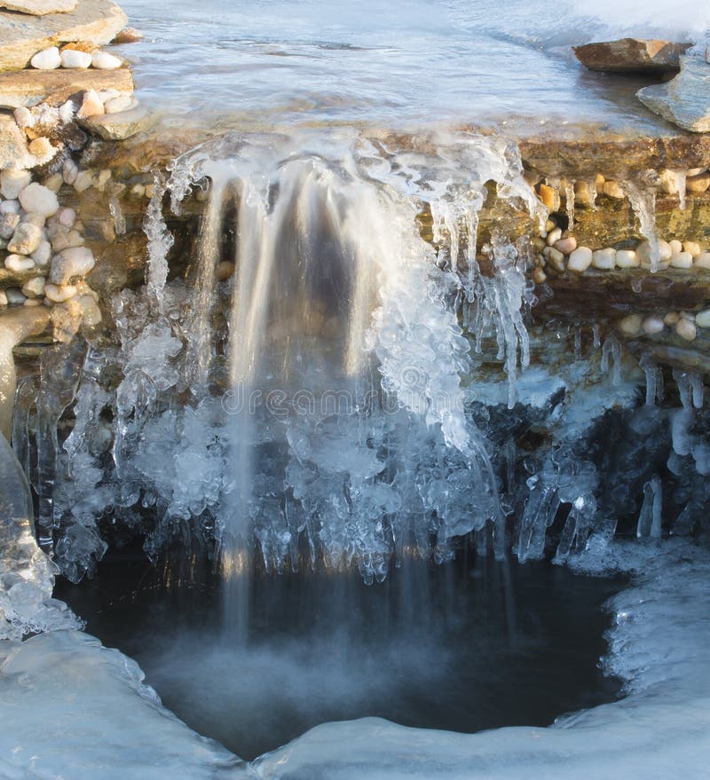 Ice on a small waterfall stock image. Image of waterfall - 109396961
