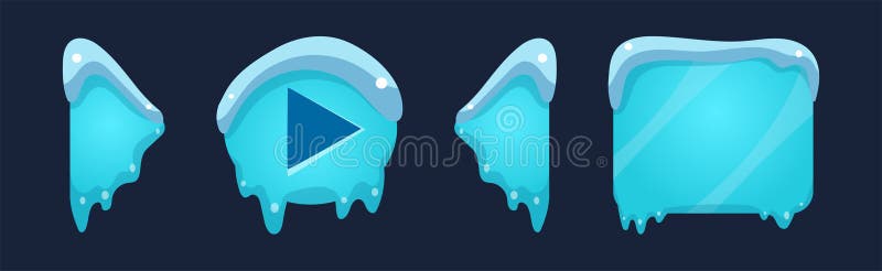 Ice and Snow Button As Winter Game User Interface Element Vector Set ...