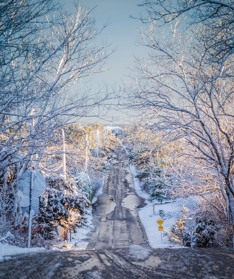 Ice and snow covered road stock image. Image of sunny - 81055519