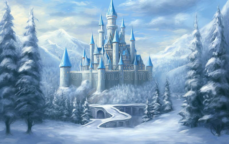 Ice and Snow King Castle Generative AI Stock Illustration ...