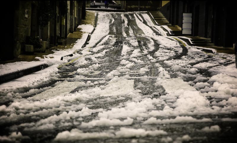 Ice and snow road stock photo. Image of nature, country - 196489038