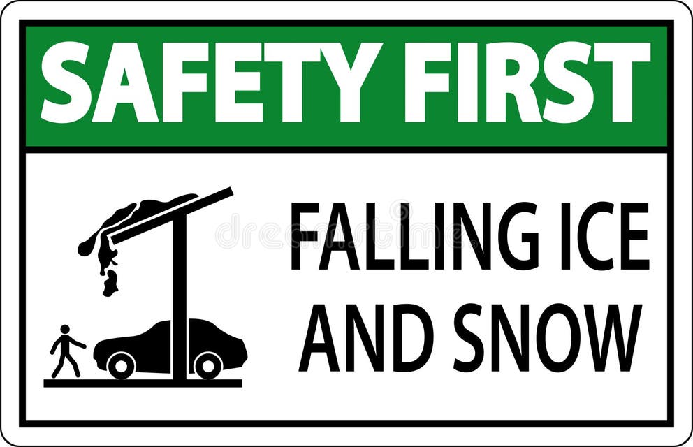 Ice and Snow Safety First Sign Caution - Falling Ice and Snow Sign ...