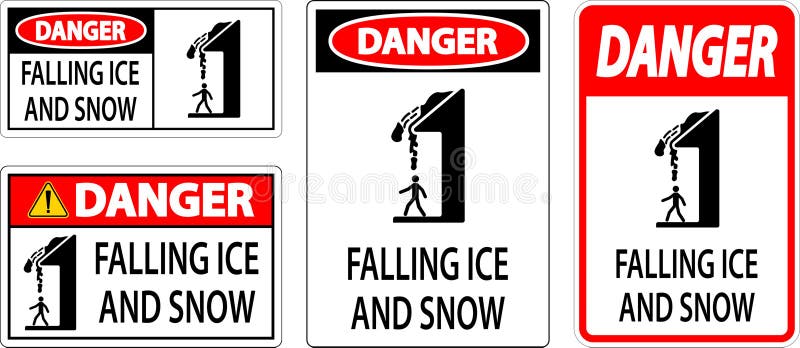 Ice and Snow Warning Sign Caution - Falling Ice and Snow Sign Stock ...