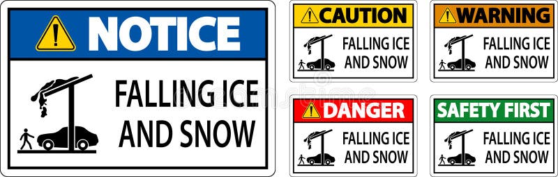 Ice and Snow Warning Sign Caution - Falling Ice and Snow Sign Stock ...