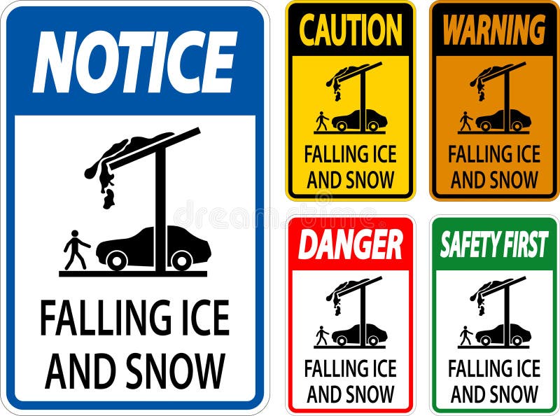 Ice and Snow Warning Sign Caution - Falling Ice and Snow Sign Stock ...