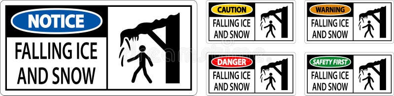 Ice and Snow Warning Sign Caution - Falling Ice and Snow Sign Stock ...