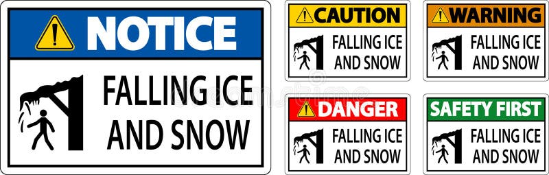 Ice and Snow Warning Sign Caution - Falling Ice and Snow Sign Stock ...