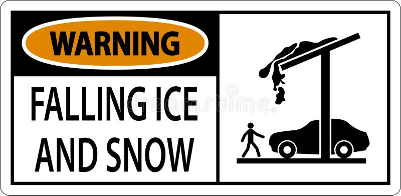 Caution Falling Snow Sign Falling Ice Stock Vector - Illustration of ...
