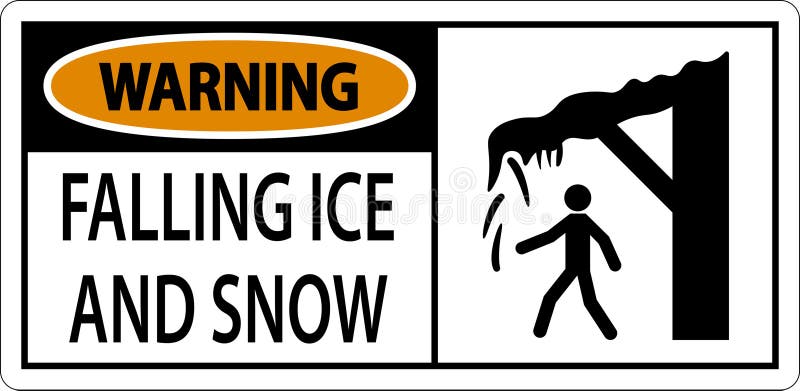 Caution Falling Snow Sign Falling Ice Stock Vector - Illustration of ...