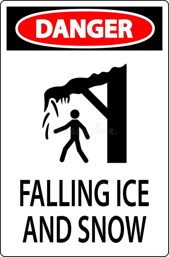 Ice and Snow Warning Sign Caution - Falling Ice and Snow Sign Stock ...