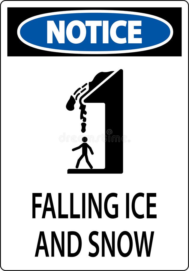Ice and Snow Warning Sign Caution - Falling Ice and Snow Sign Stock ...