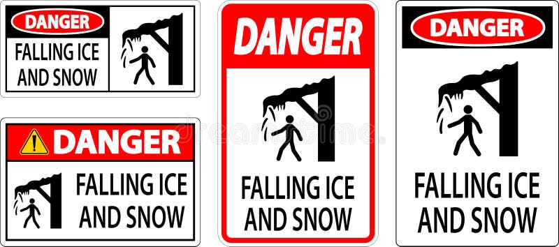 Ice and Snow Warning Sign Caution - Falling Ice and Snow Sign Stock ...