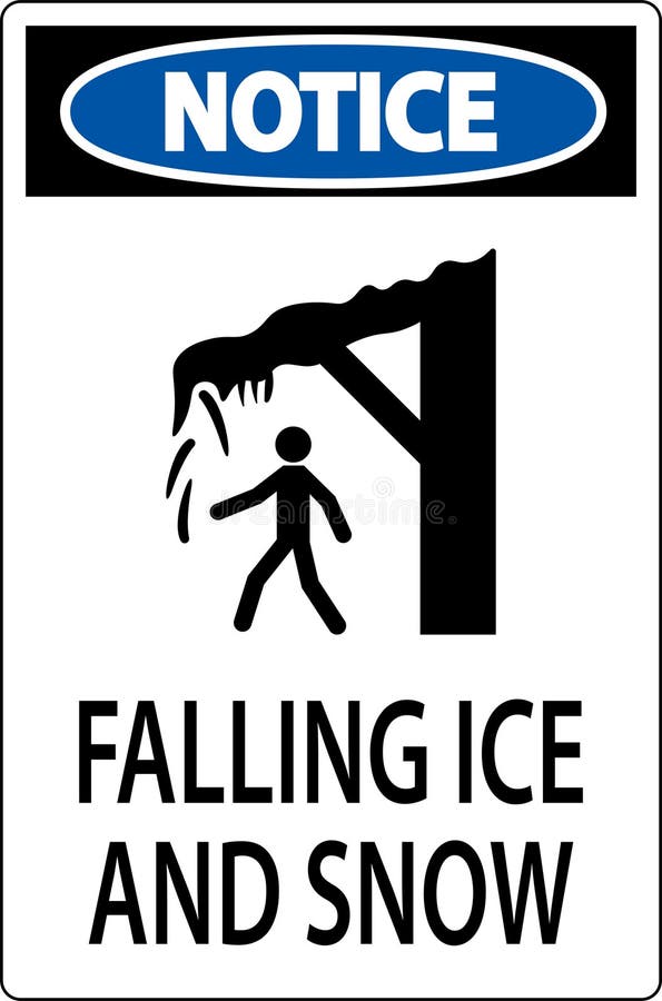 Ice and Snow Warning Sign Caution - Falling Ice and Snow Sign Stock ...