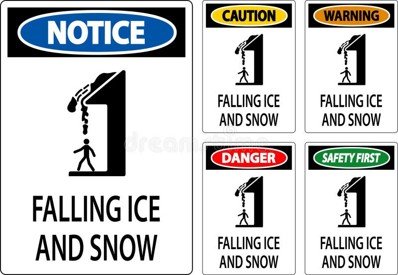 Ice and Snow Warning Sign Caution - Falling Ice and Snow Sign Stock ...