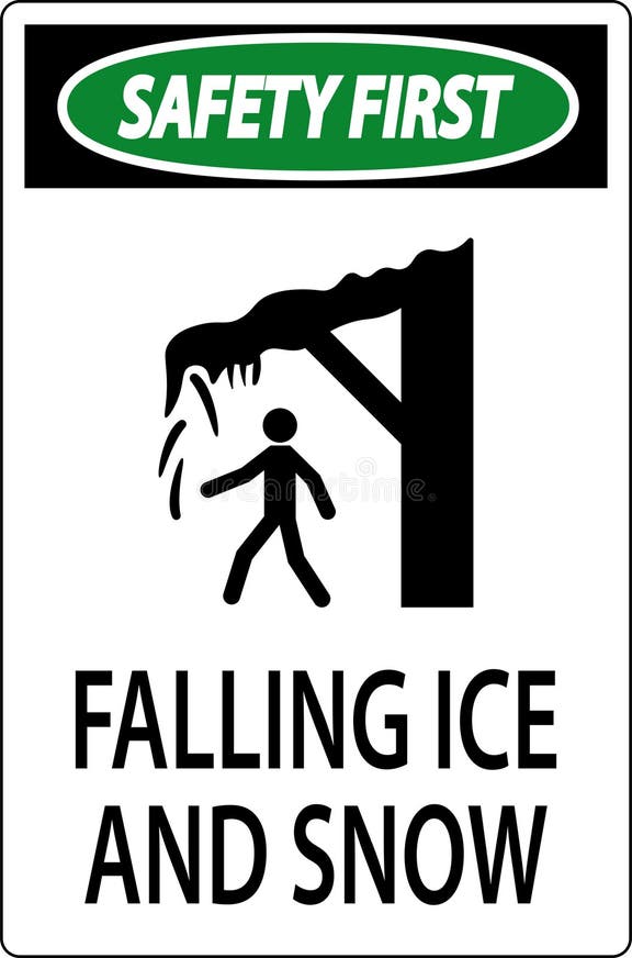 Ice and Snow Warning Sign Caution - Falling Ice and Snow Sign Stock ...