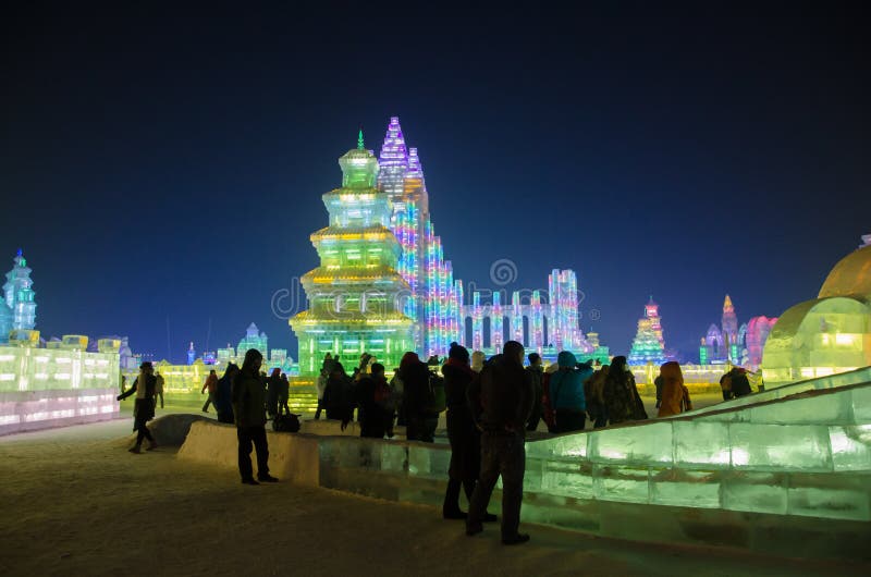 Ice Snow World in Harbin,2014 Editorial Image - Image of island ...