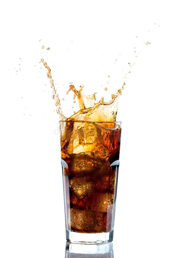Splashing Coke by Ice Cube Dropping Stock Image - Image of beverage ...