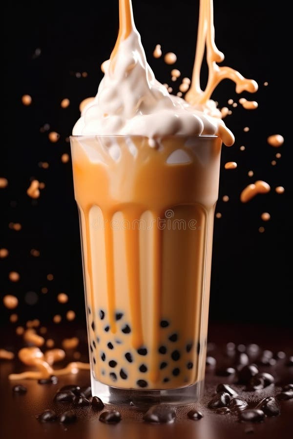 Ice splashing of milk tea stock illustration. Illustration of asian ...