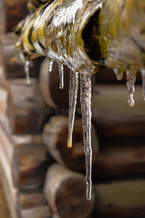 Ice Stalactite Thawing in Spring Stock Photo - Image of natural, fresh ...