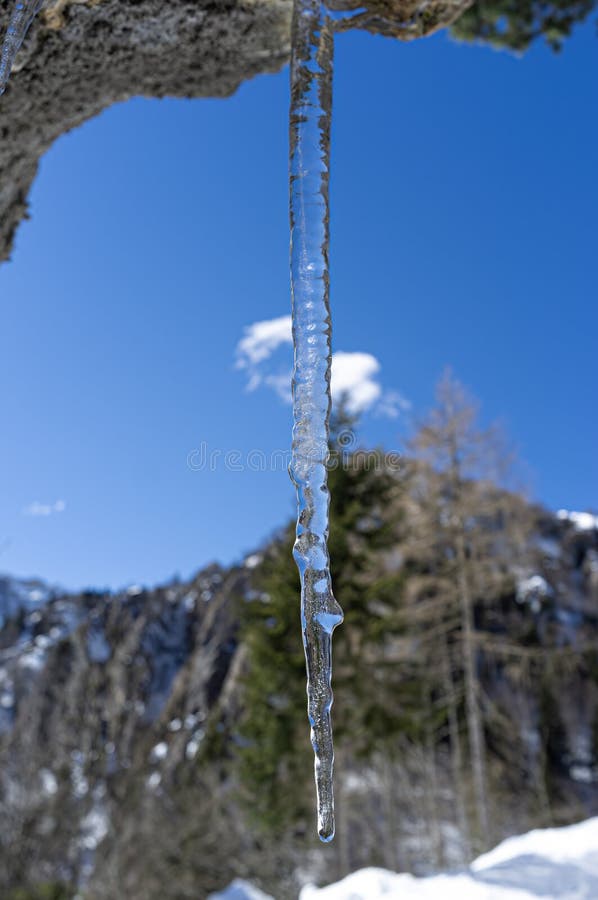 Ice Stalactites Against the Winter Sky Stock Photo - Image of outdoor ...