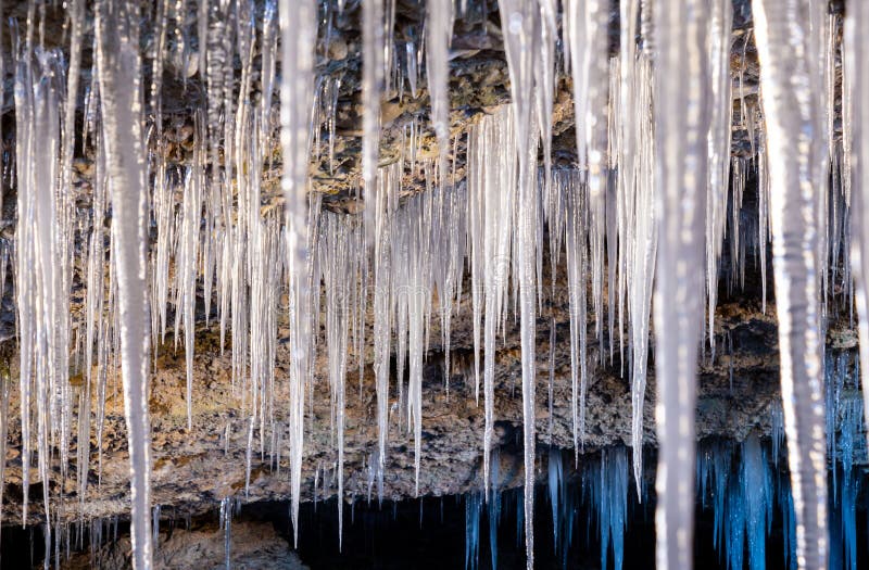 Ice Stalactites in the Cave Stock Photo - Image of amazing, blue: 138124934
